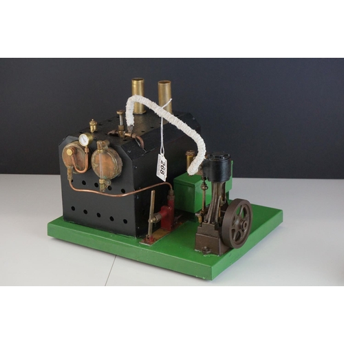 Scratch built stationary steam engine with twin boiler, wood... | Barnebys