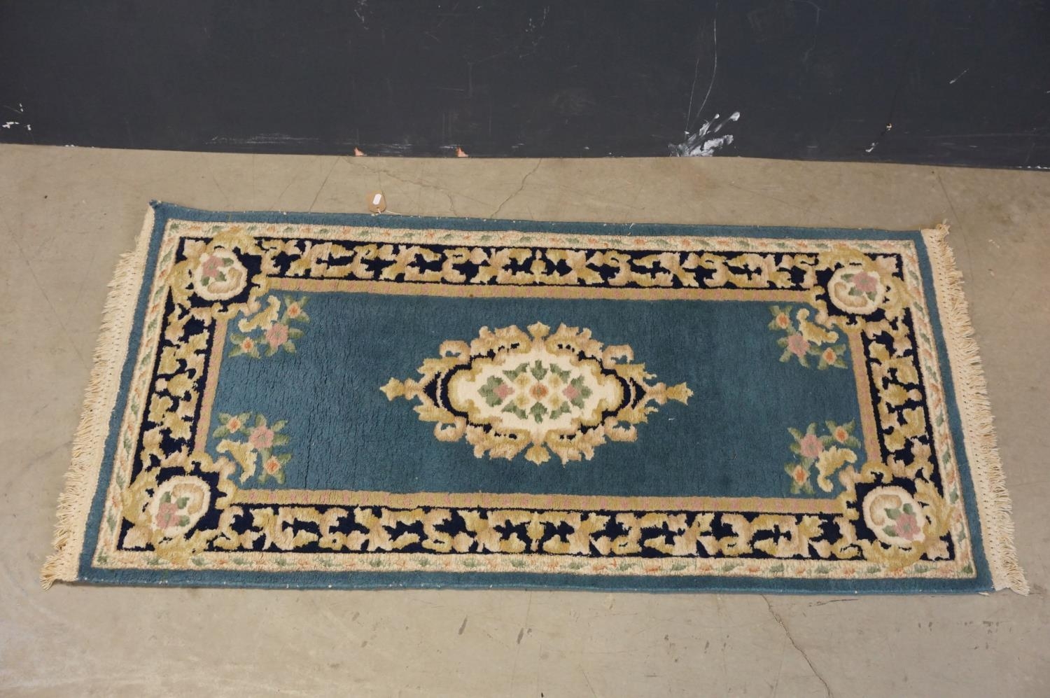 Eastern Kayam Handmade Wool Rug with Cream and Blue Ground, approx ...
