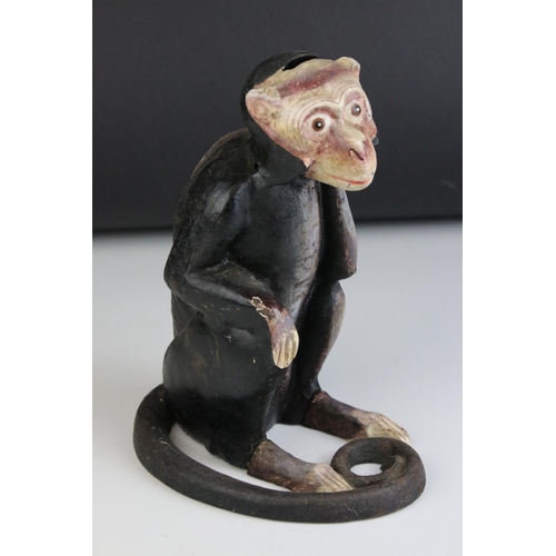 Cast Iron Money Box in the form of a seated monkey, 20cms hi... | Barnebys
