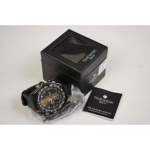 A Timewerk Berlin Spy camera watch with box and booklet. | Barnebys