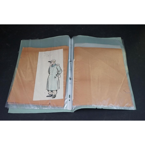 Folder of pen and ink sketches of WW1 and WW2 soldiers etc | Barnebys