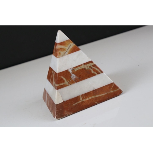 Pyramid formed from alternating bands of orange and white ma... | Barnebys