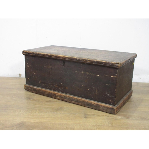 A small stained pine Box with hinged cover, painted interior... | Barnebys