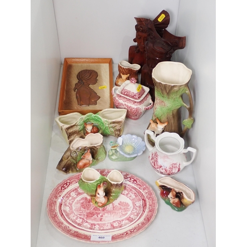 An Eastgate Pottery 'Bambi' Jug and Planter, a copper Plaque... | Barnebys
