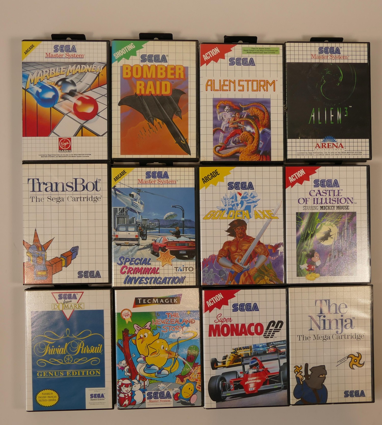Collection of Sega Master System games from 1980s/1990 including games ...