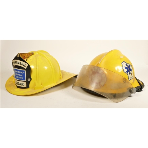 Two American paramedic fire helmets, emergency medical servi... | Barnebys