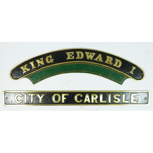 Two small brass replica locomotive nameplates 'King Edward I', original ...