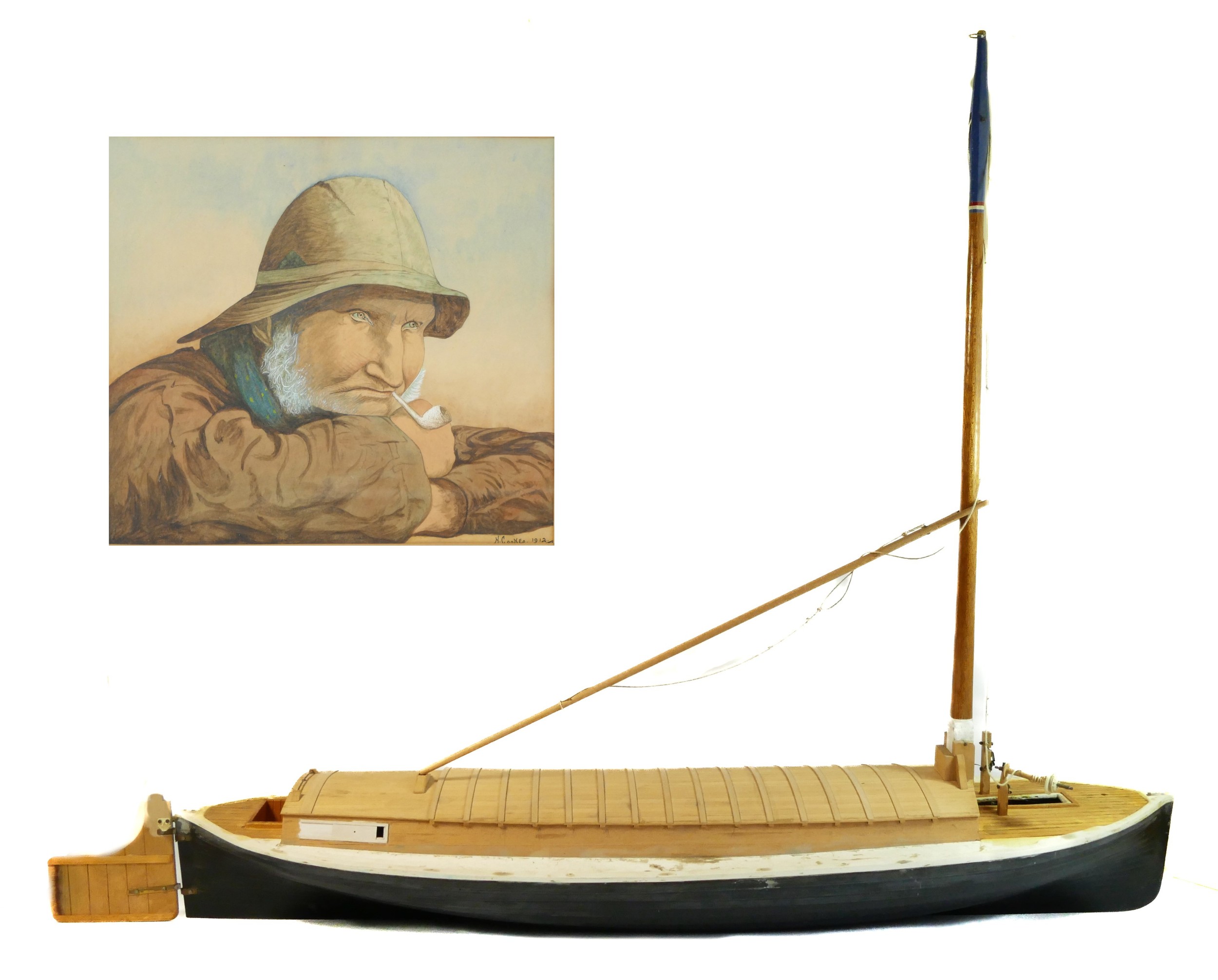 A Norfolk Wherry model, scale 1:16, fibreglass hull, wooden ...
