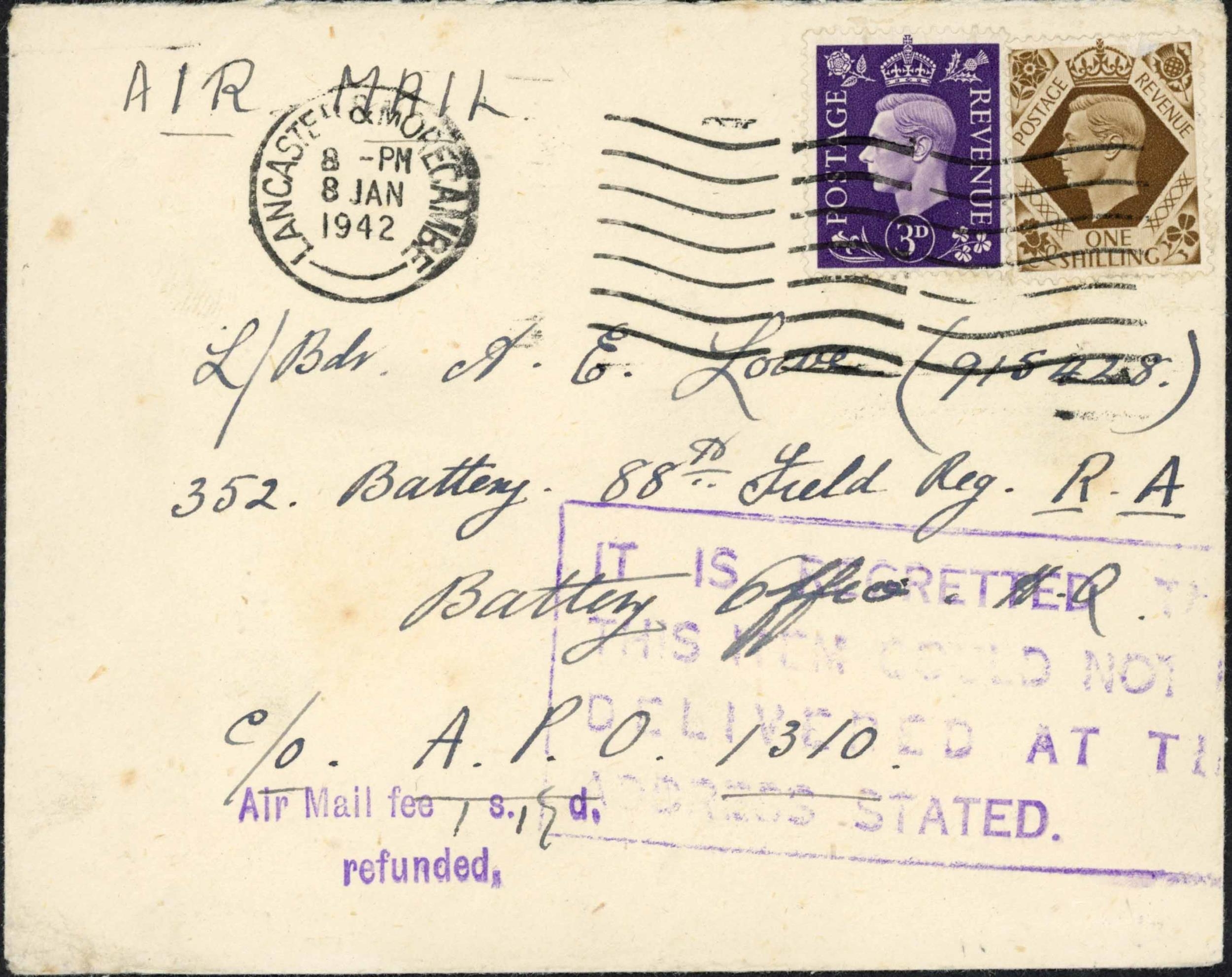 WWII INSTRUCTIONAL MARKS; Pair with 3 Sep. 1939 unfranked env. to ...