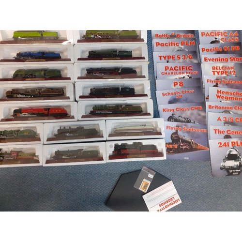 A collection of 16 Atlas collectable replica train models in... | Barnebys