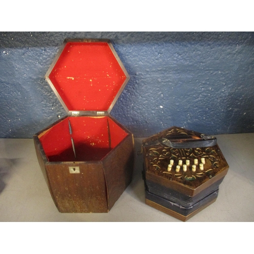 A Steel Notes 20-Anglo button concertina in a hexagonal wood... | Barnebys
