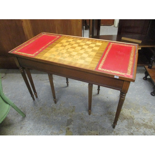 A reproduction games table with two slide out tables on reed... | Barnebys