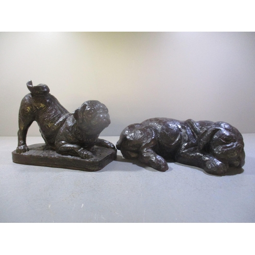 Doris Lindner - a bronzed finished model of a pug and a bull... | Barnebys