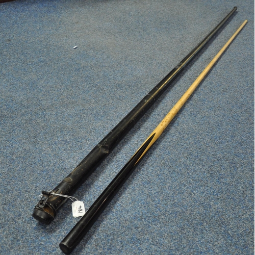 Vintage one piece snooker cue in metal case. (B.P. 21% + VA... | Barnebys