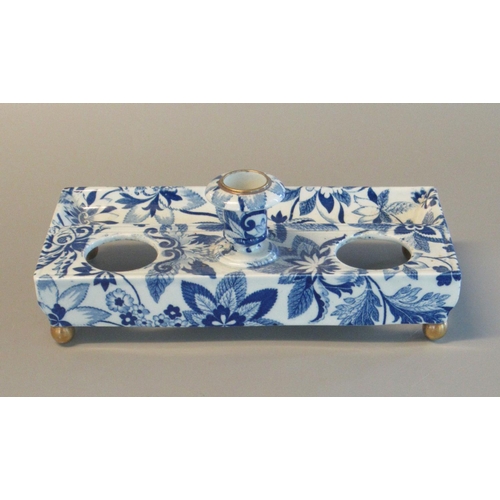 Spode china blue and white transfer printed ink stand, overa... | Barnebys