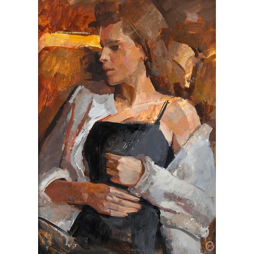 Julian Gordon Mitchell, oil on board, white shirt, 29cm x 20... | Barnebys