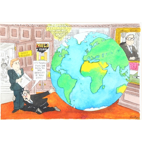 Ken Pyne, original ink/watercolour political cartoon, 20cm x... | Barnebys