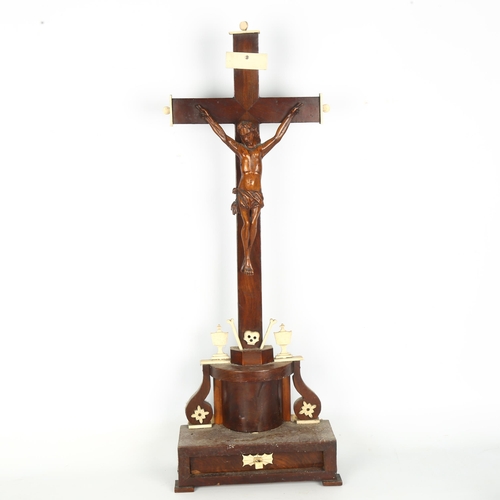 An 18th century stained wood and bone crucifix, with drawer ... | Barnebys