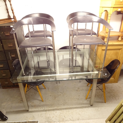 A modernist design glass-top dining table with canted corner... | Barnebys