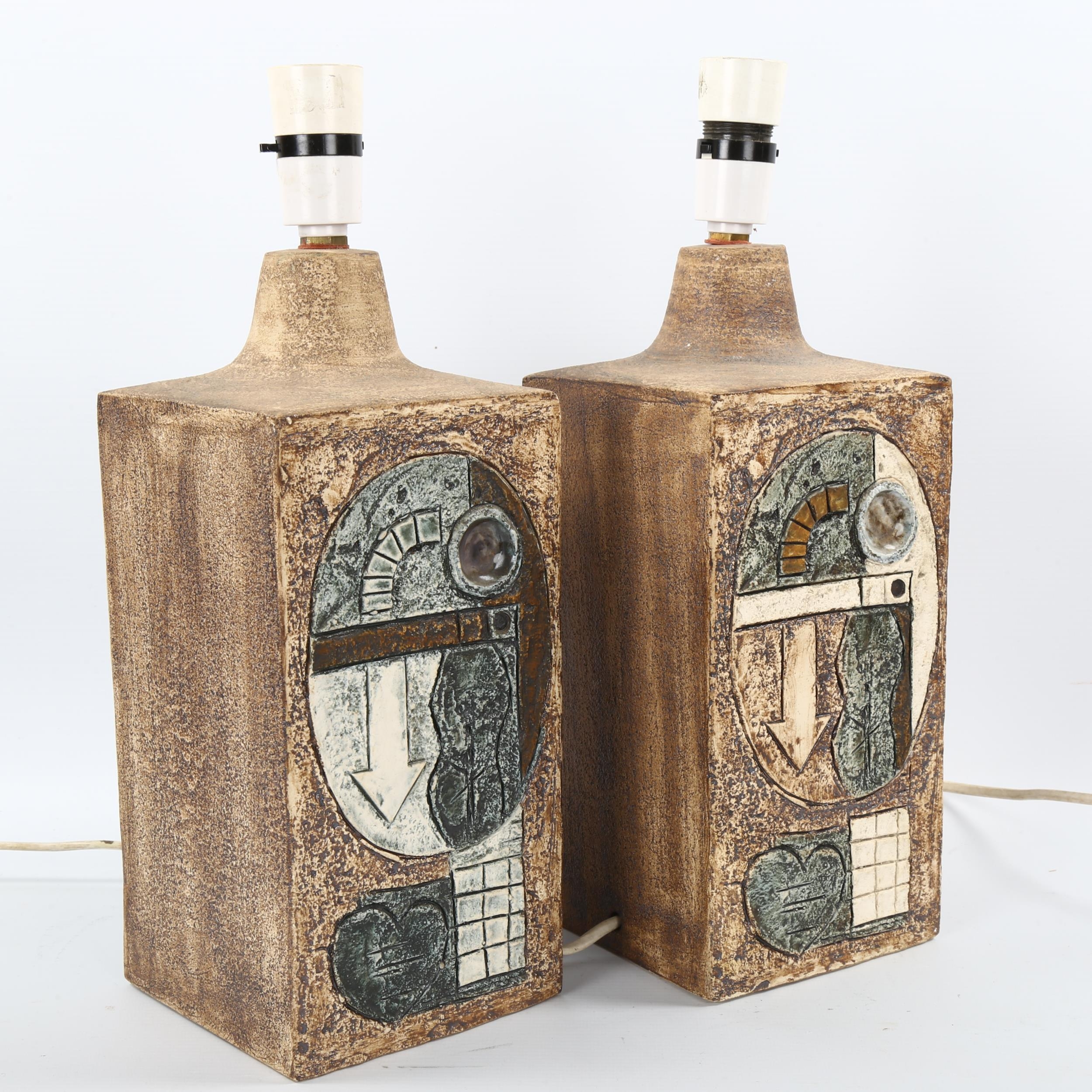TROIKA POTTERY, two table lamp bases, decorated by ALISON BRIGDEN and ...