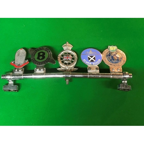 Five badge bar badges, for Bugatti Owners Club, Bentley Driv... | Barnebys