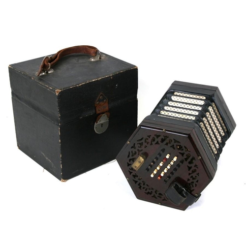 A rosewood 48-button concertina by Lachenal & Co., with fret... | Barnebys