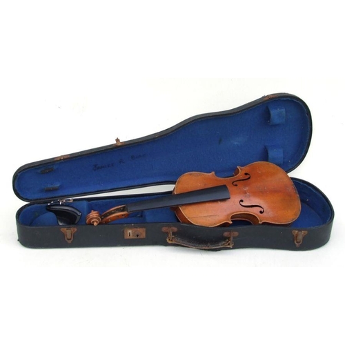 A German violin with a 13.5 two-piece back, bears paper labe... | Barnebys