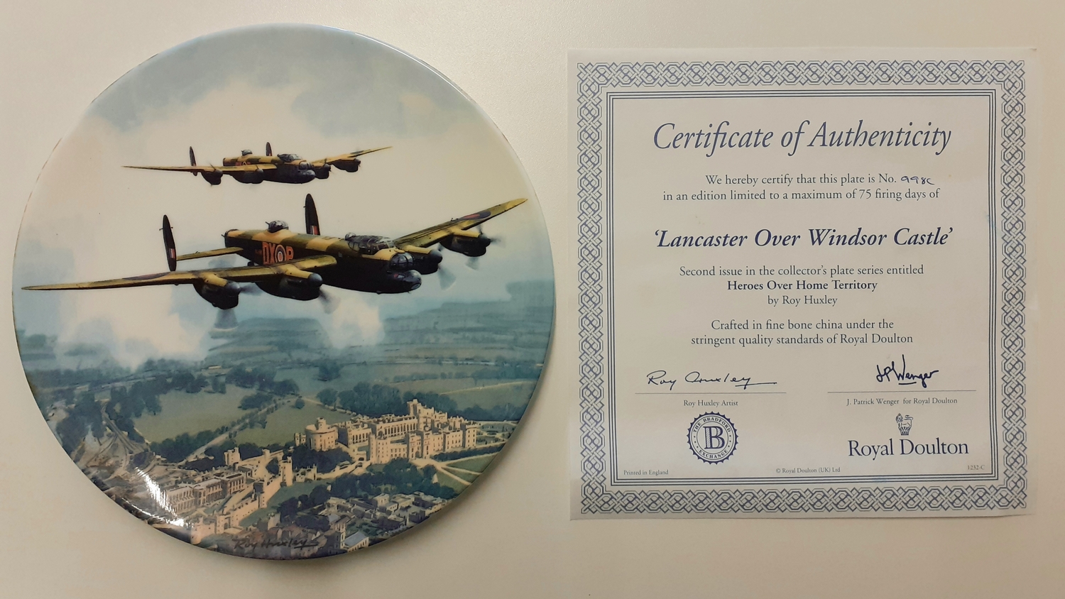 Four x Royal Doulton Spitfire And Lancaster Bomber Commemorative Plates ...