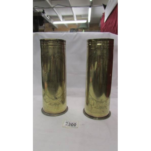 Two 1917 WW1 brass shell cases engraved :- Souvenir of Peace... | Barnebys