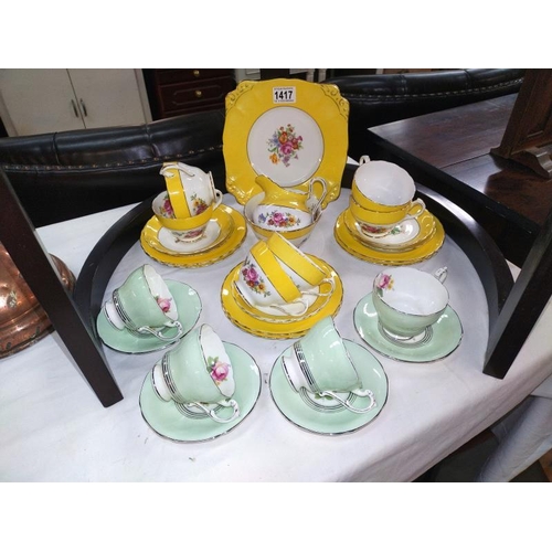 A vintage Staffordshire Chelsea tea set and four paragon flo... | Barnebys