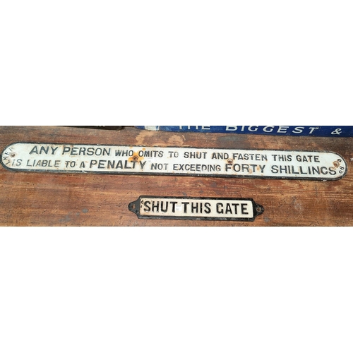 A pair of original early 1900's cast iron gate signs for the... | Barnebys