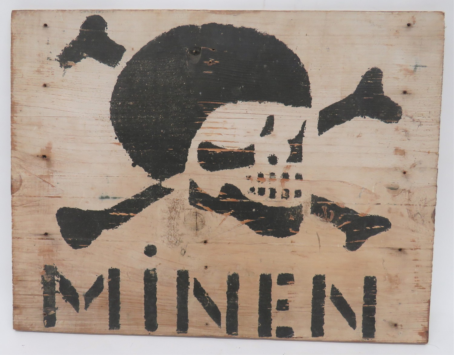 German Third Reich Minen Wooden Sign 20 x 15 inch, white painted ...