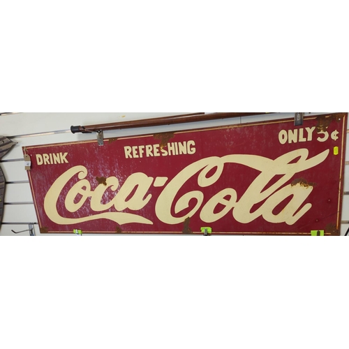 Enamel 'Coca-Cola' sign, appears to have been later re-paint... | Barnebys