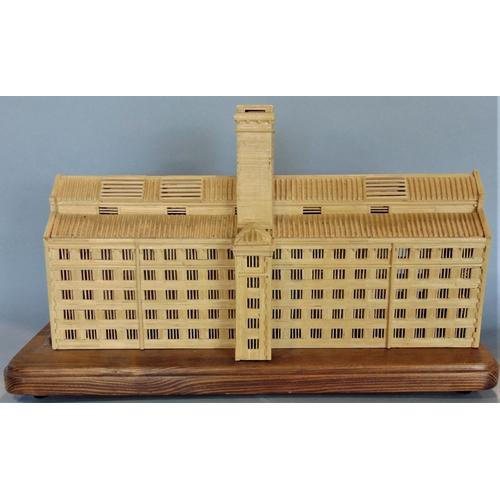 Scratch built matchstick model of a building upon a wooden p... | Barnebys
