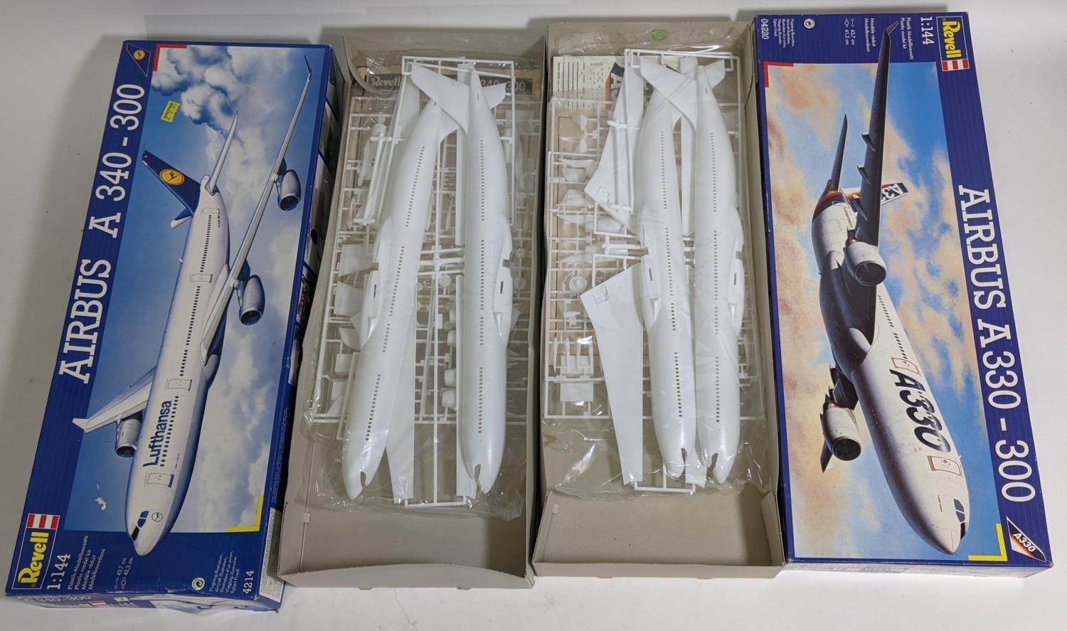 Collection of 8 model aircraft kits, 1:144 scale of civil aircraft, all ...