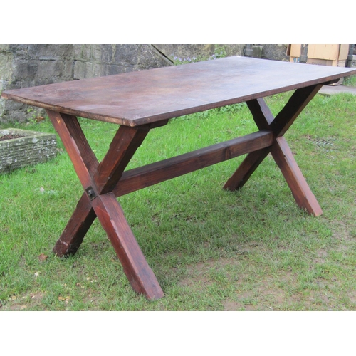 An oak tavern table of usual form, the oak plank top raised ... | Barnebys