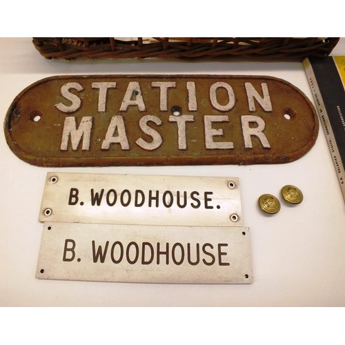 ORIGINAL CAST IRON STATION MASTER SIGN WITH RAILWAY EPHEMERA, BOOKS ...