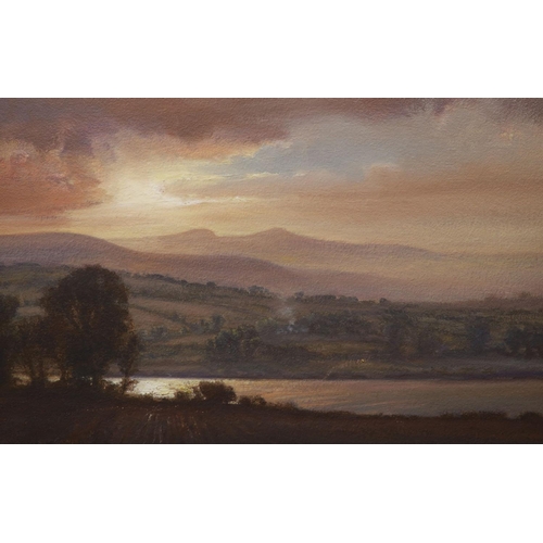 Kenneth Denton (b.1932), oil on board, Sundown Brecon, signe... | Barnebys