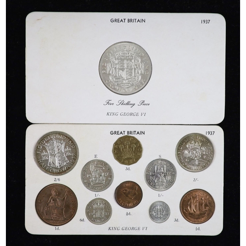 George VI specimen set of eleven coins, 1937, first coinage,... | Barnebys
