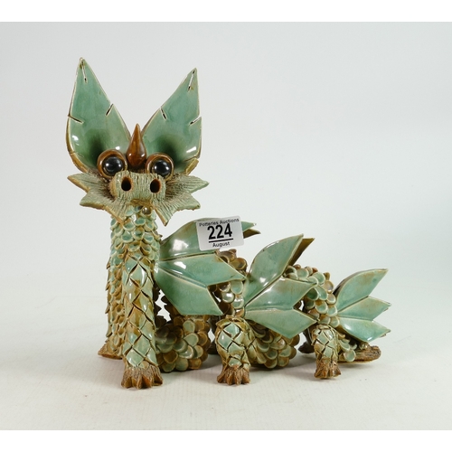 Yare Studio Pottery Mid Century Dragon Figure: tiny nip to ear, length 22cm