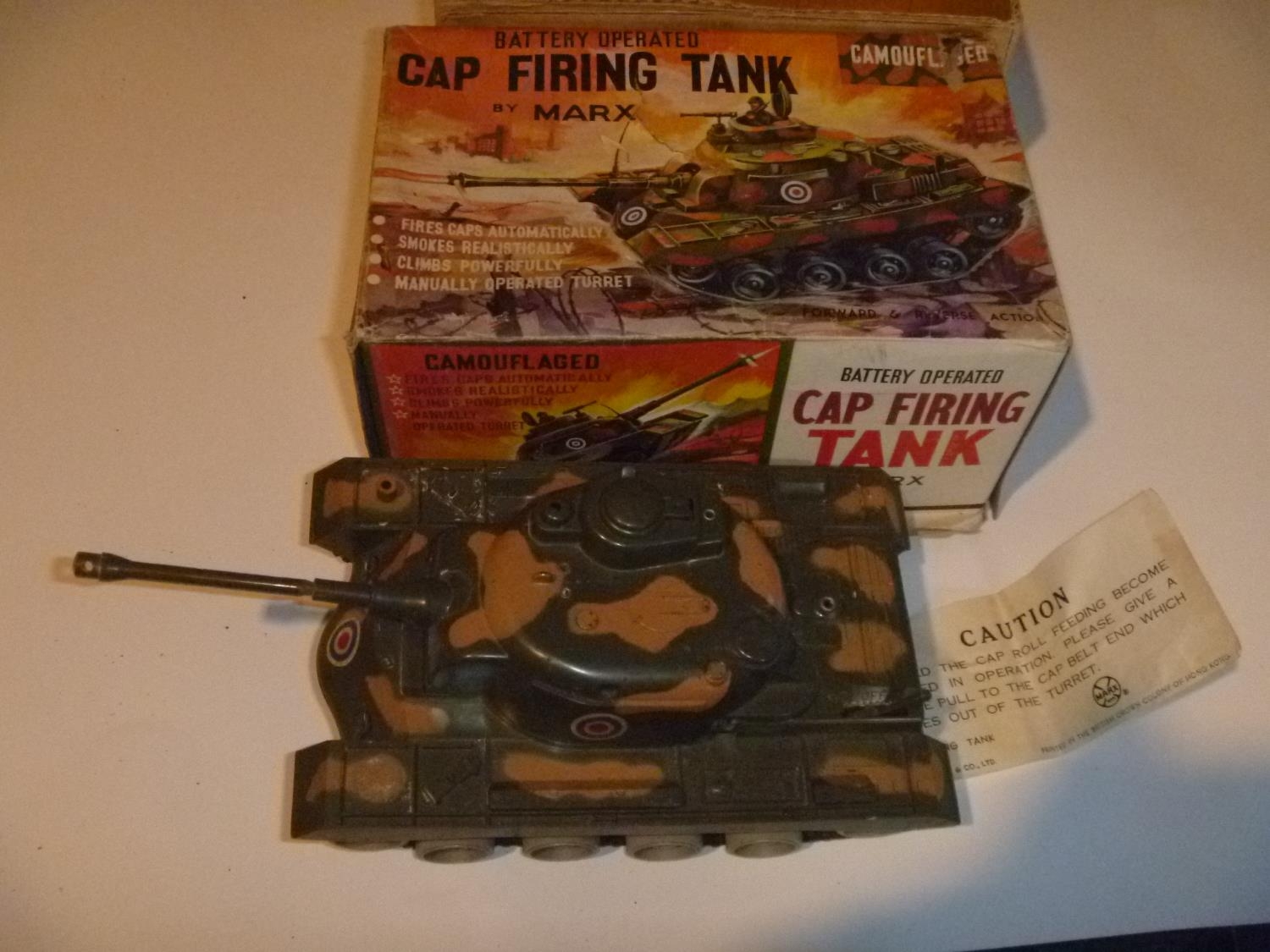 MARX TOYS CAP FIRING TANK WITH BOX