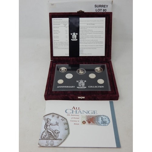 25th Anniversary of Decimal Coinage Silver Proof Set 1996, l... | Barnebys