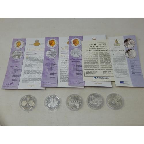 5 x Silver Proof Commemorative Crown Sizes Encapsulated Coin... | Barnebys