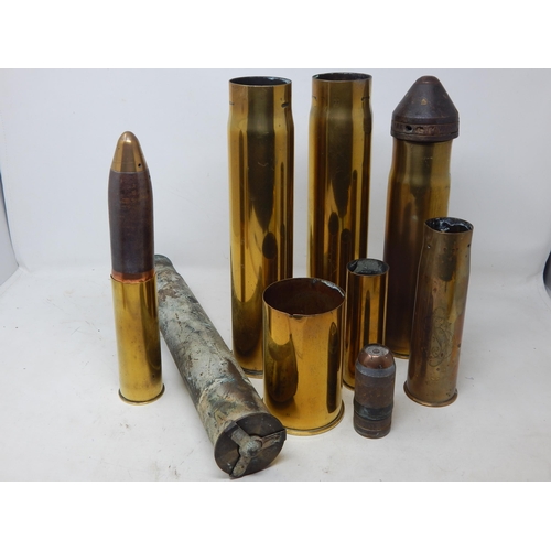 WWI: Quantity of Brass Shell Casings (9) Tallest 38cm | Barnebys