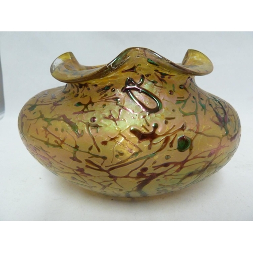 Kralik - a Bacillus glass vase, of flattened ovoid form with... | Barnebys