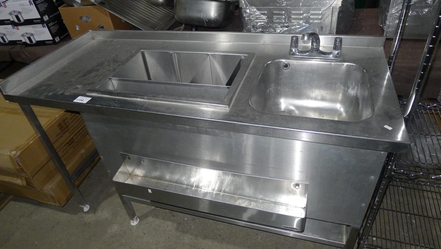 One commercial stainless steel wash station with sink (approx size ...