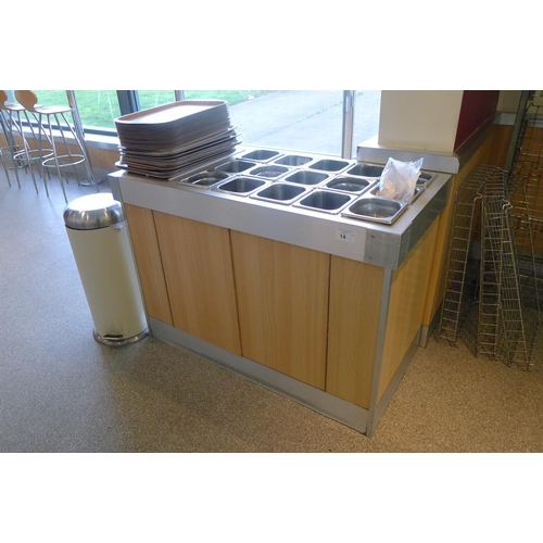 1 self service cutlery / condiment cabinet approx 123cm w x 62cm d x ...