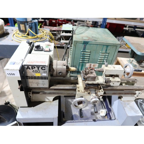 1 Axminster metal turning lathe on a wheeled stand type APTC 480, 240v ...