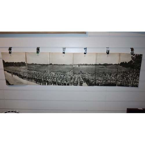 A fold out panoramic black and white photograph of Hitler addressing a ...