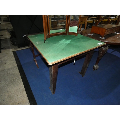 Vintage rectangular topped green baize card table